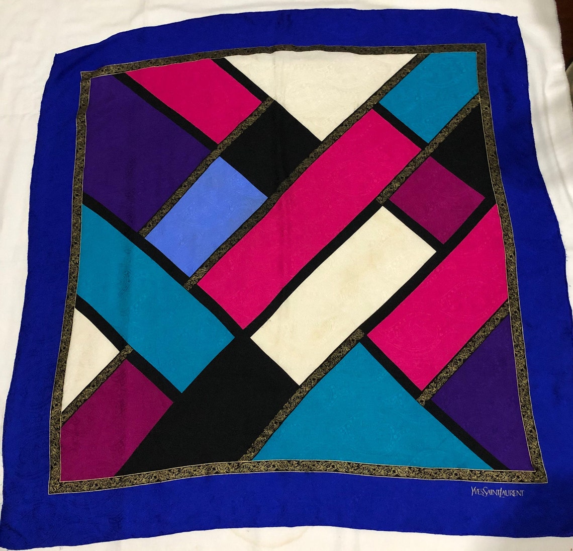 Yves Saint Laurent Scarf Authentic YSL Signature Pattern Silk | Etsy