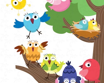 Birds clip art | Etsy