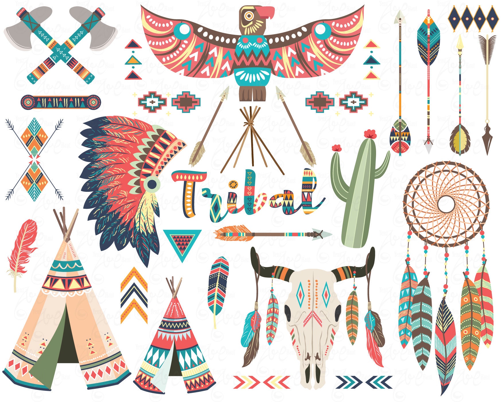 Animals Tribal Animals Bear Woodland Indian Clipart and More!300 DPI ...