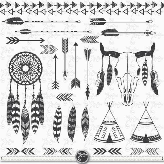 Tribal clipart: "INDIAN CLIP ART", Teepee Tents, Skull, Buffalo, Bison ...