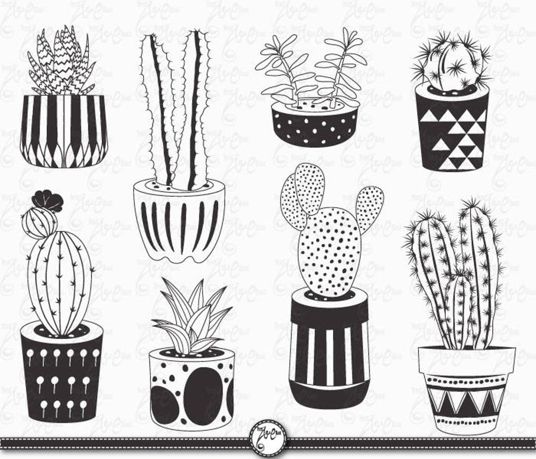 Cactus Clip Art Free Black And White