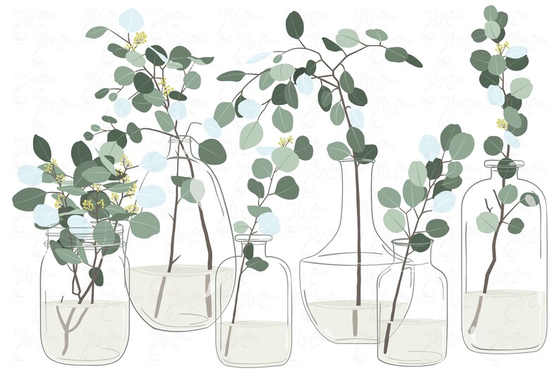 Eucalyptus Branch Glass Vase Mason Jar Green Leaf Foliage - Etsy