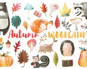 Autumn Animal Clip Art - Etsy