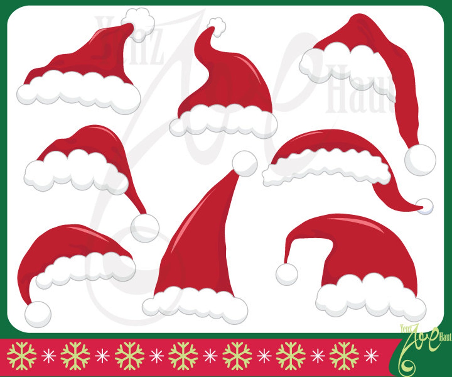 Christmas Santa Hat Clipart christmas SANTA Hat - Etsy