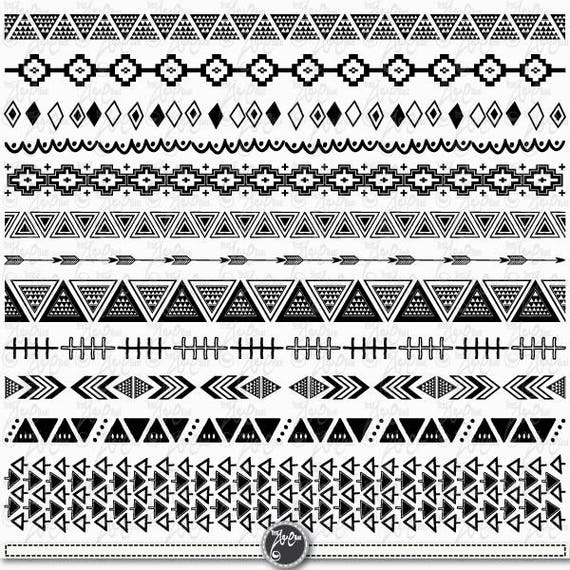 Aztec Borders "TRIBAL BORDERS" Clipart, Aztec Ribbon, Ethnic Borders ...