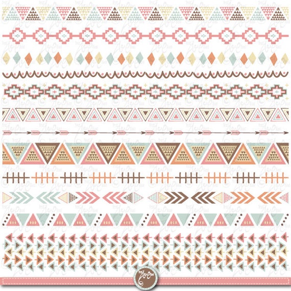 Tribal Ribbon "TRIBAL BORDERS" Clip art, Aztec Ribbon, Ethnic Borders ...