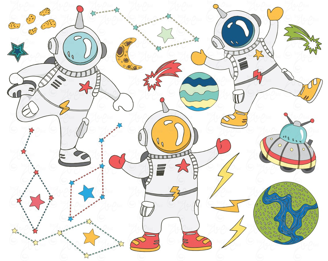 Cute Space Doodler Clipart Outer Space Set Universe Cosmos | Etsy