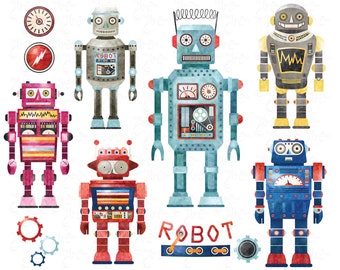 Cute Robot Clipart | Etsy