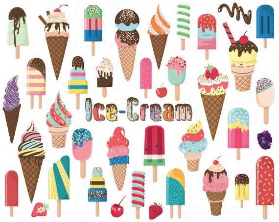 Popsicles and Ice Cream Clipart Set, Ice Cream, Ice Popsicle Art ...