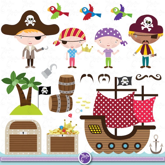 Pirate Clipart Clip Art Set cute pirate, pirate clip art for perfect ...