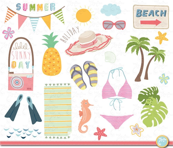 Summer Clip Art SUMMER HOLIDAY pack Summer | Etsy