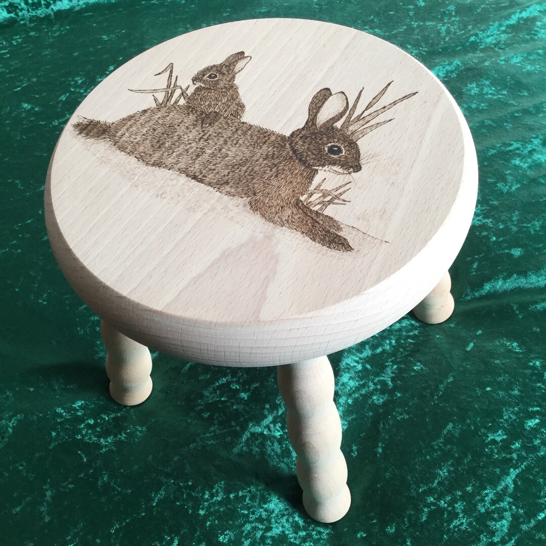 Personalised Wooden Stool With Rabbits or Mice Christening Gift, Childs ...