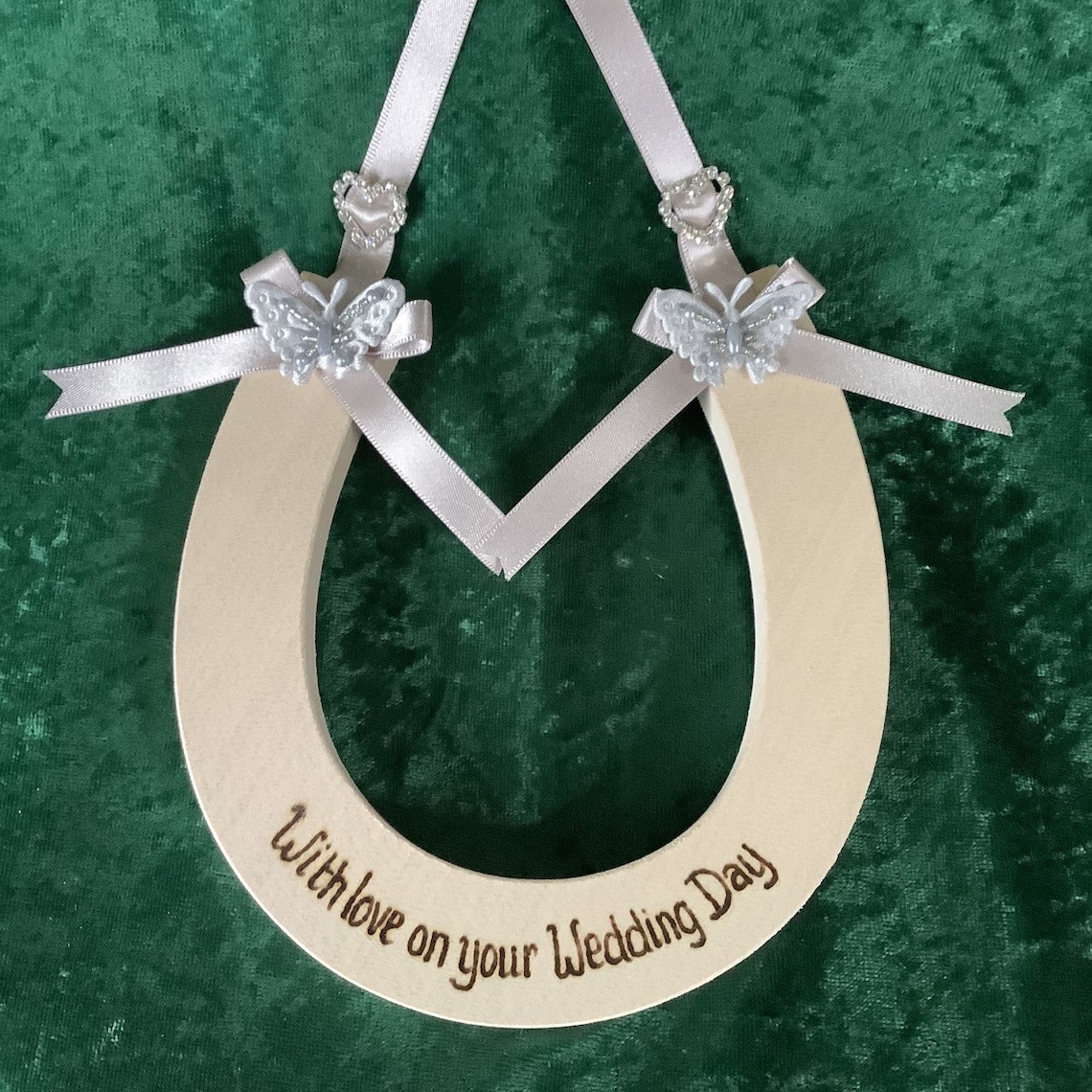 Personalised Wedding Horseshoe in Wood With Butterfly & | Etsy