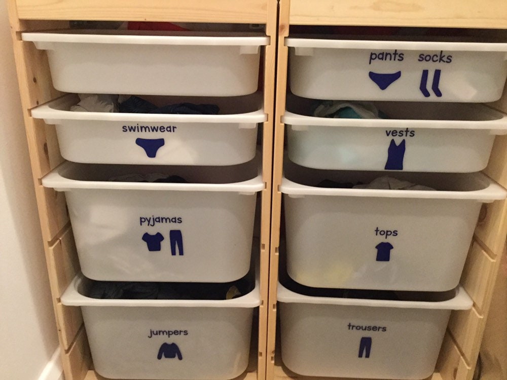 Kids bedroom clothes labels with pictures help teach to read | Etsy