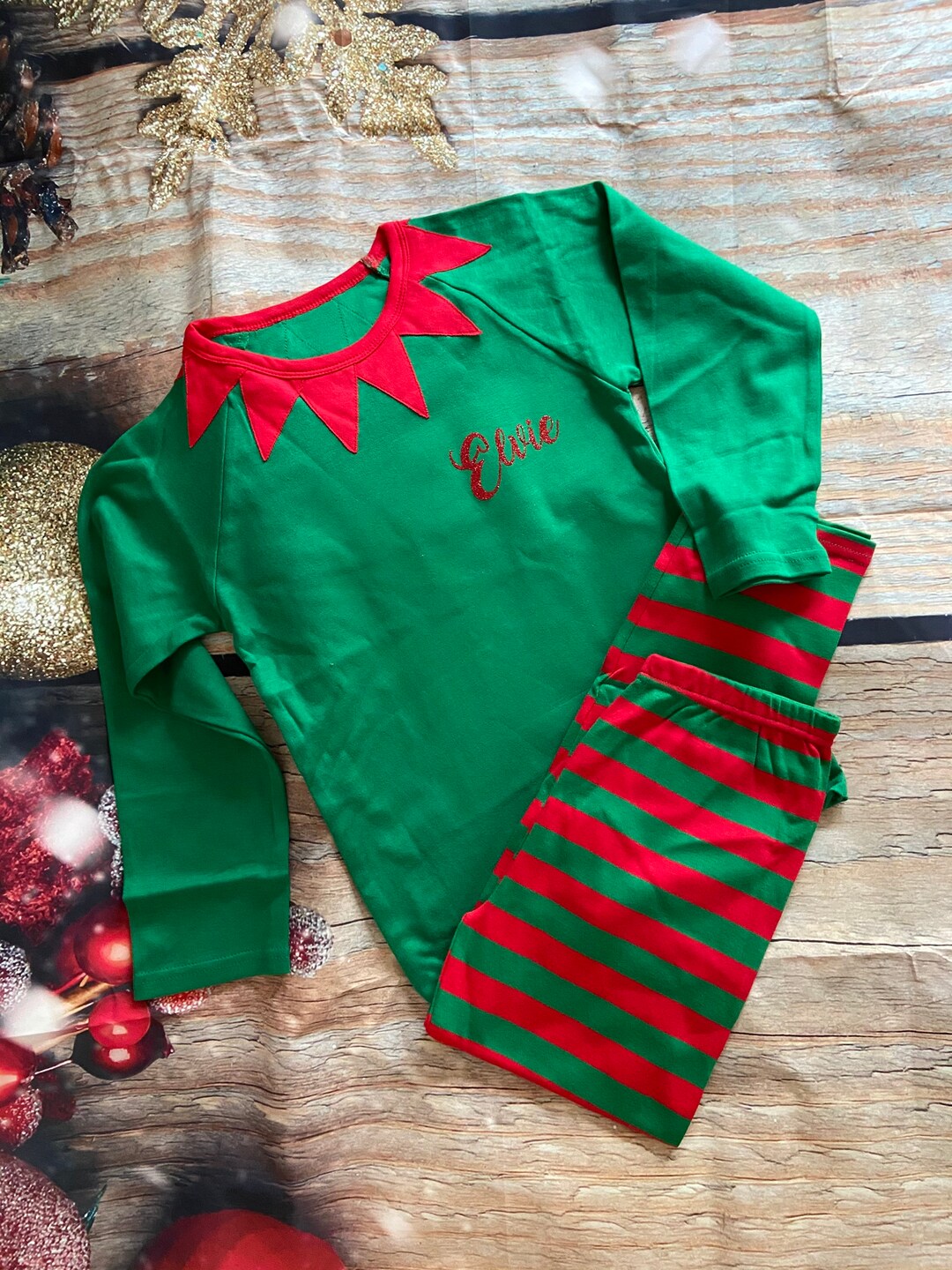 Personalised Elf Christmas Pyjamas - Ages 6-12 Months and 3-4 Years ...