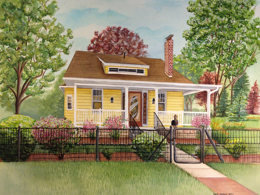 Hand Painted House Portrait Watercolor Painting - Etsy