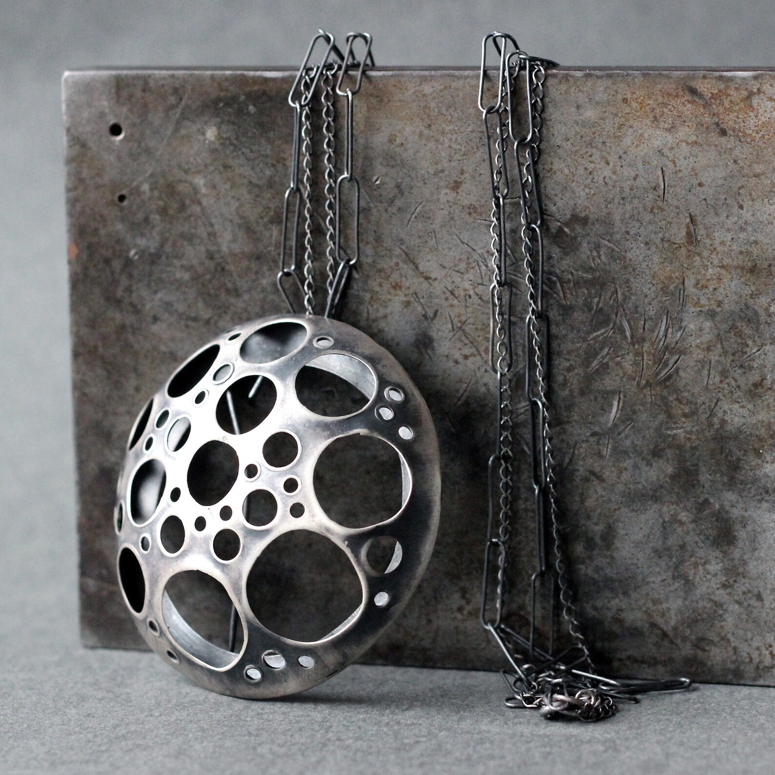 Silver Contemporary Necklace Chunky Necklace Extra Large - Etsy