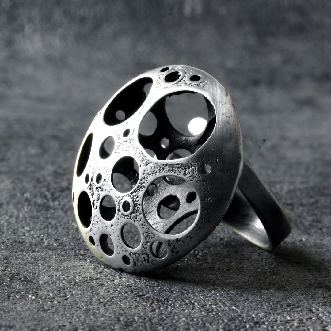 Silver Oxidized Ring, Textured Silver Ring, Galaxy Ring, Fantasy Ring ...