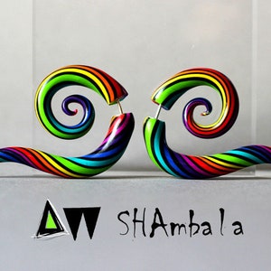 Colorful Earrings Fake Plugs, Rainbow Earrings Fake Gauges, Multicolor ...