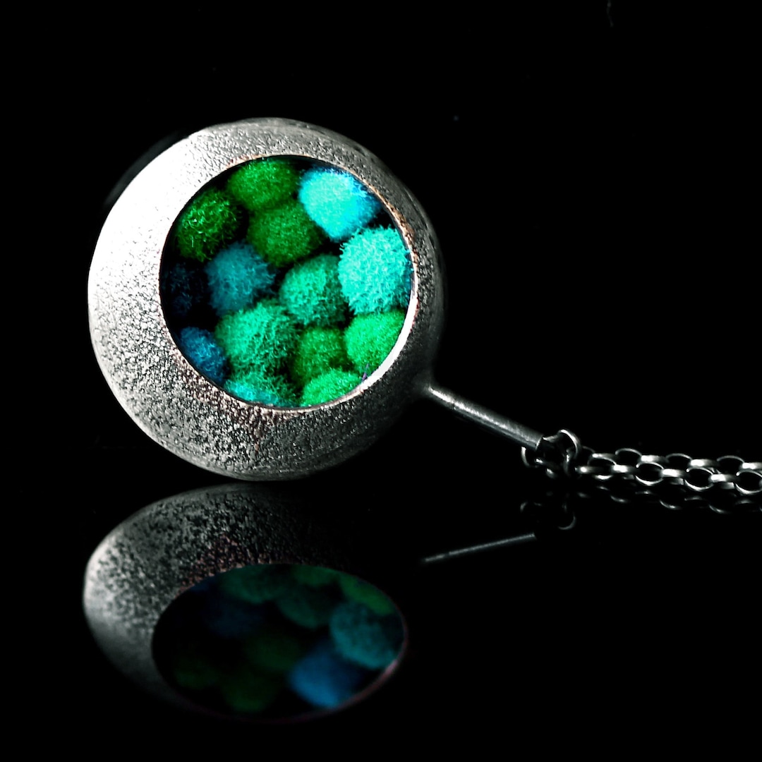 Sterling Silver Emerald Pendant, Abstract Pendant, Organic Pendant, Raw ...