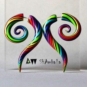 Colorful Earrings Fake Plugs, Rainbow Earrings Fake Gauges, Multicolor ...