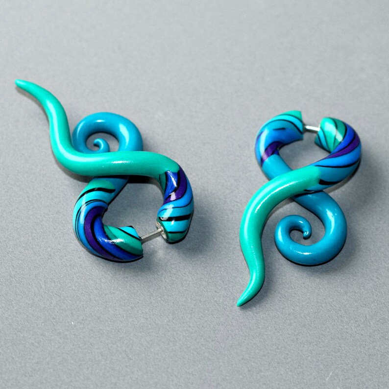Fake Gauge Earrings Spiral Earrings African Earrings for - Etsy