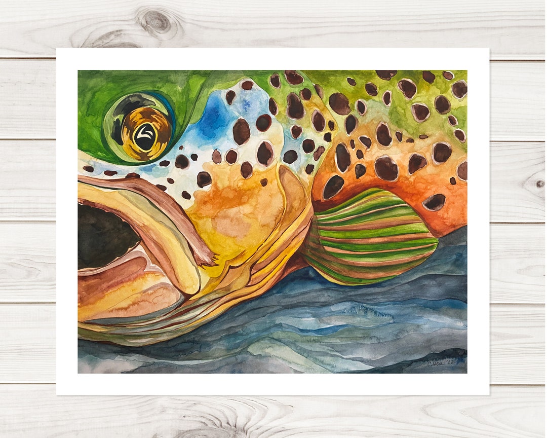 Trout Fish Watercolor Painting Cutthroat Trout Fish Painting - Etsy