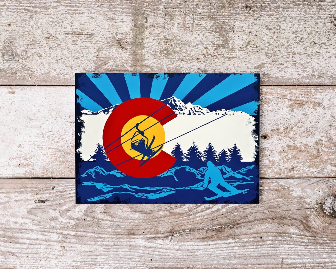 Ski Colorado Flag Folded Note Card, Fine Art Greeting Card - Etsy