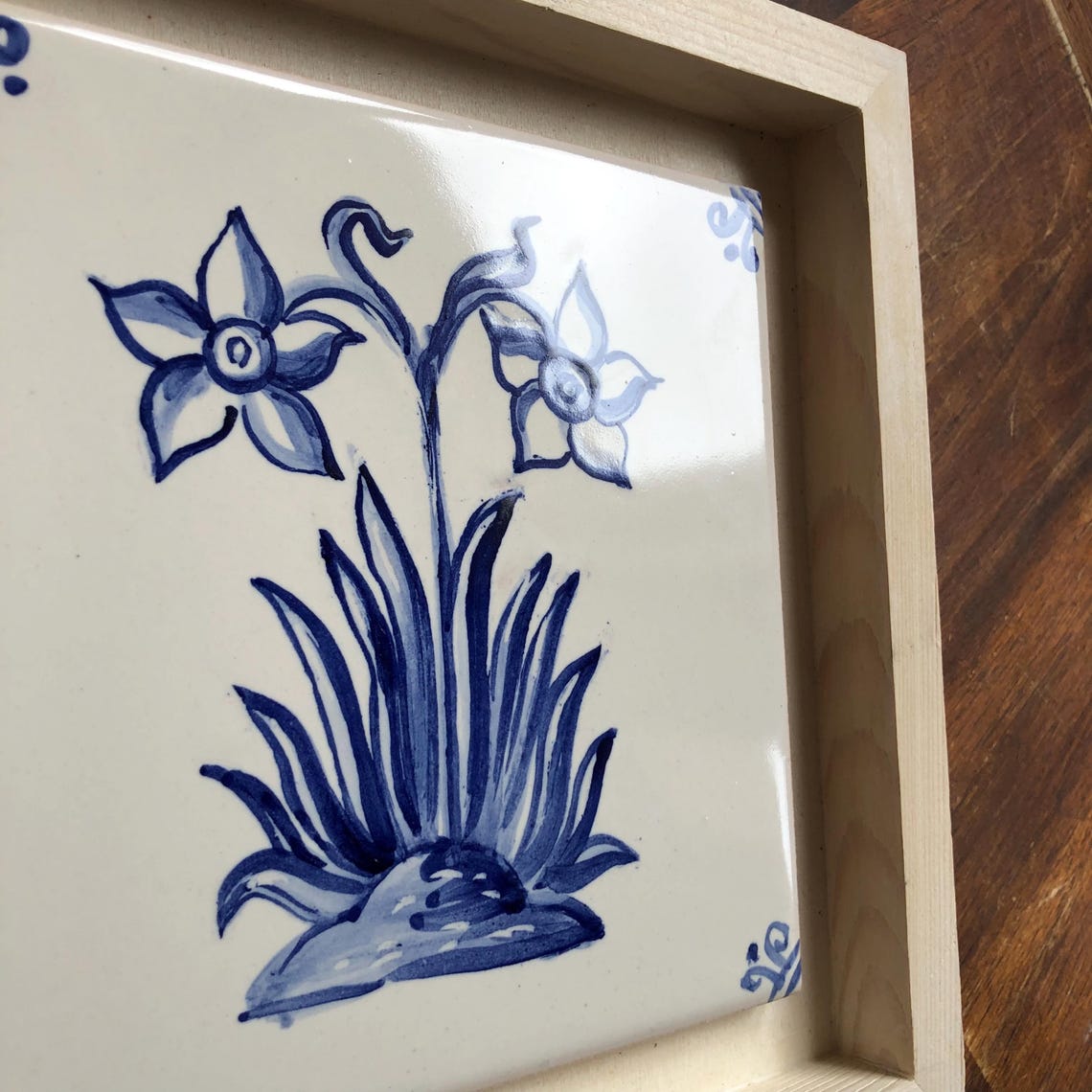 Hand Painted Tile Flower/ Portuguese Azulejo Stylized Flower - Etsy