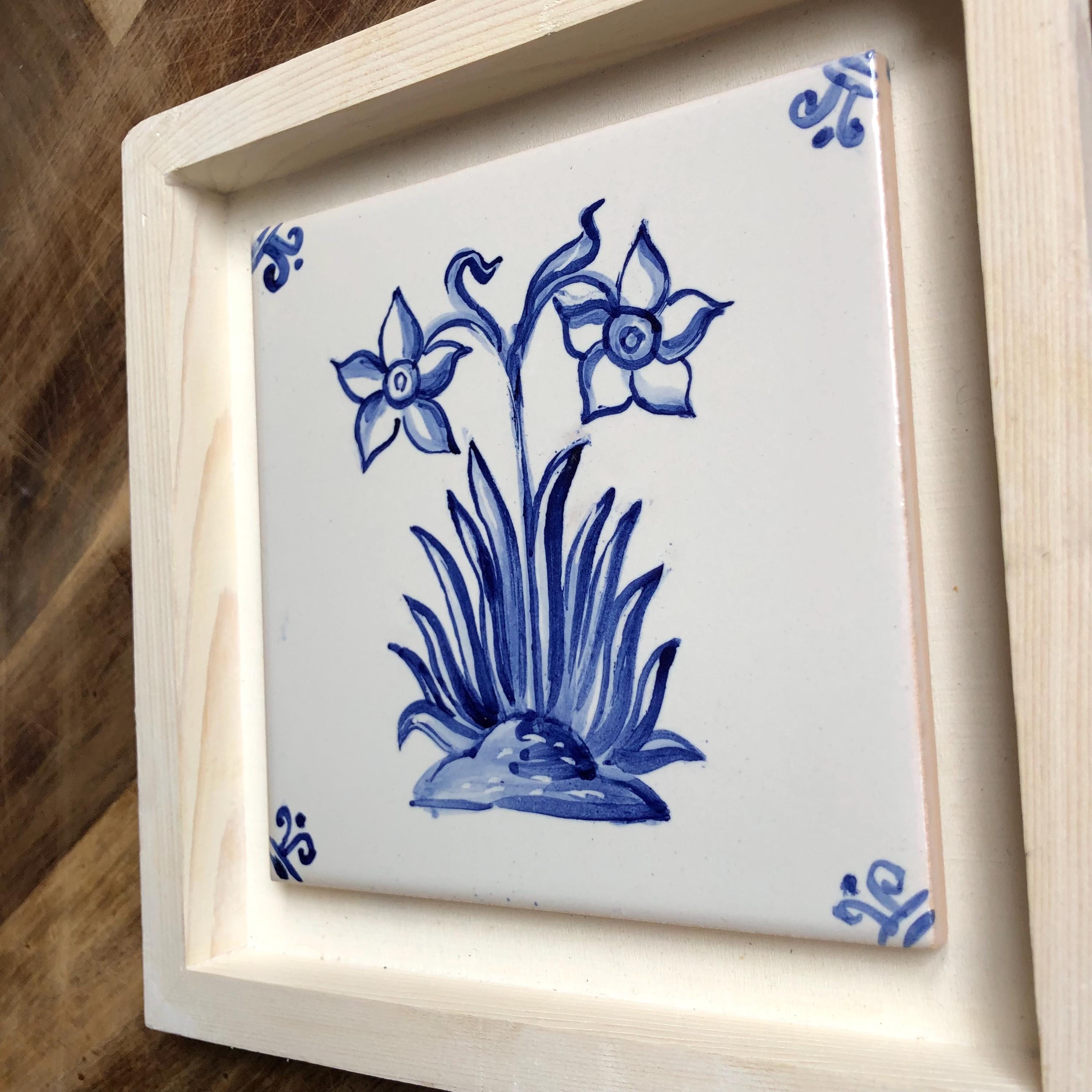 Hand Painted Tile Flower/ Portuguese Azulejo Stylized Flower - Etsy