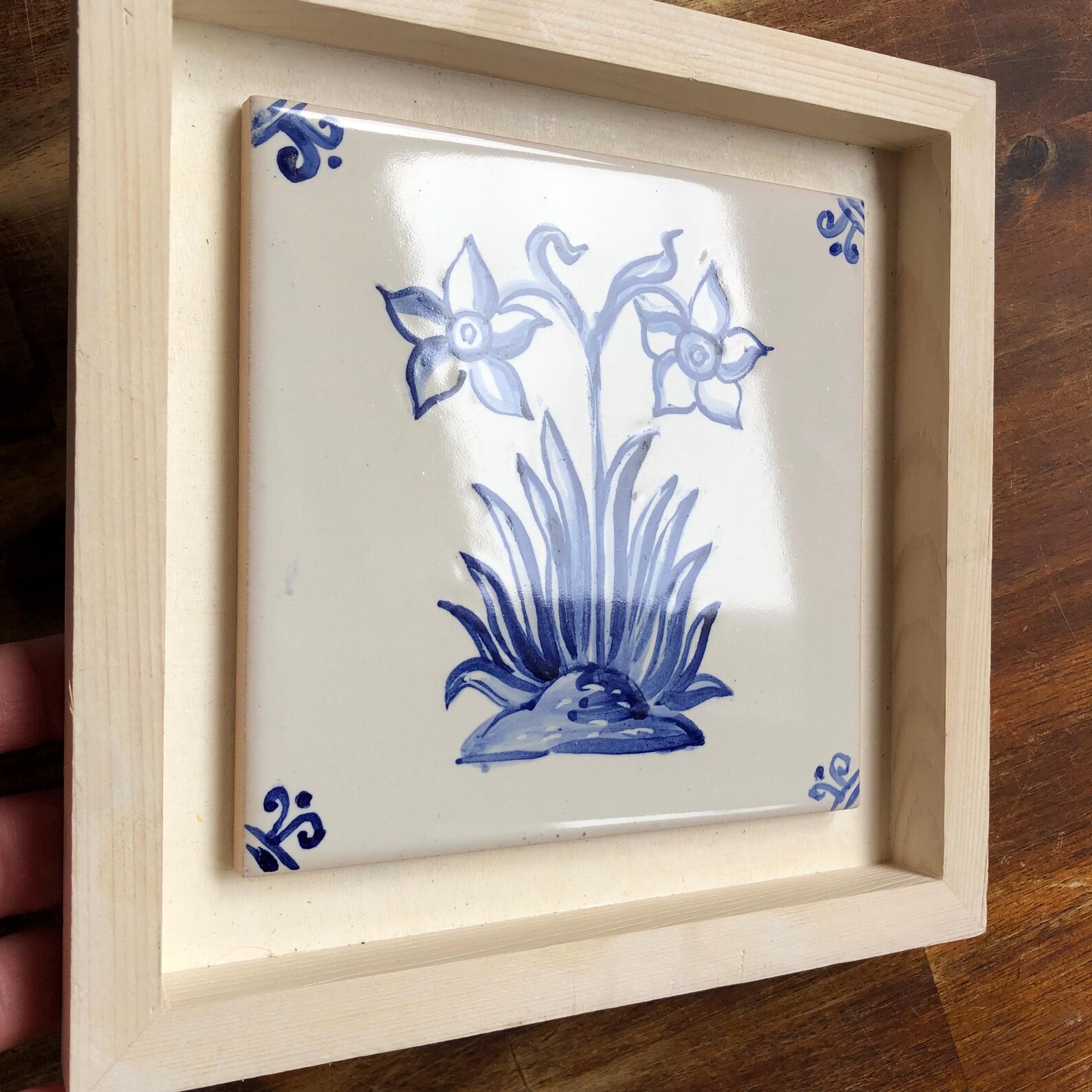 Hand Painted Tile Flower/ Portuguese Azulejo Stylized Flower - Etsy