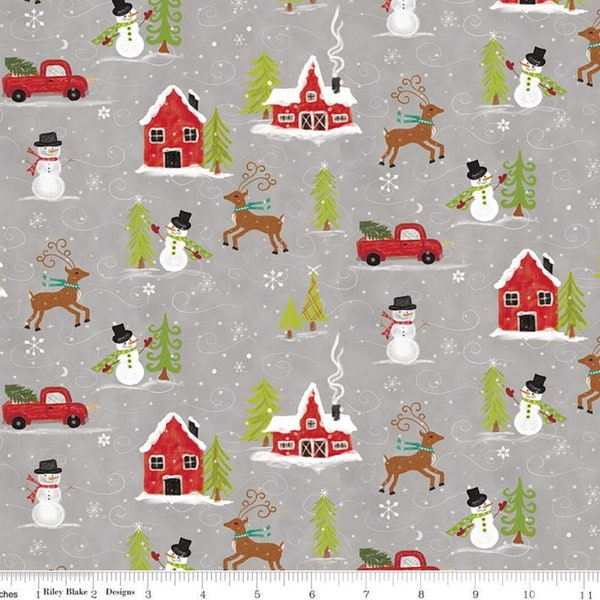 Snow Scene Fabric - Etsy
