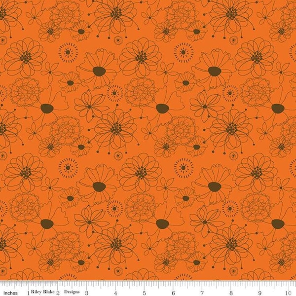Orange Floral Fabric - Etsy