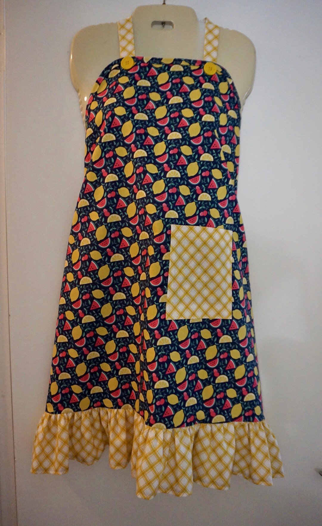 Fruit Themed Ladies Apron, Summer Fruit Apron, Ruffled Ladies Apron - Etsy