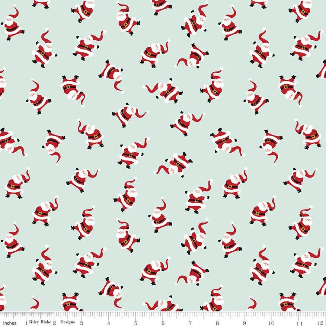 Dancing Santas Fabric, Santa Claus Lane Fabric, Riley Blake Designs - Etsy