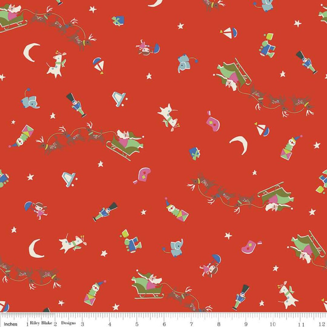Christmas Red Santa Claus Fabric, Way up North From Riley Blake Designs ...