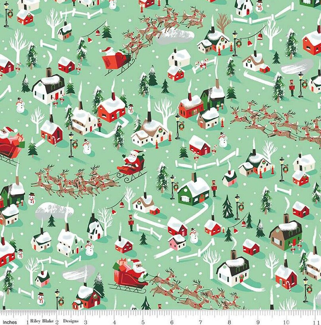 Christmas Print Fabric, 'twas Fabric, Riley Blake Designs, END OF BOLT ...