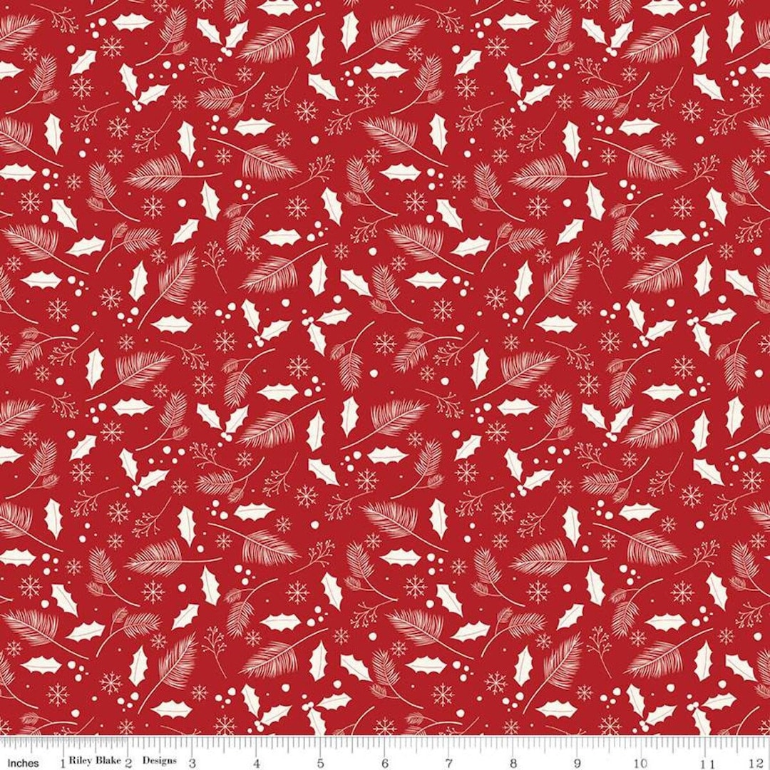Christmas Holly Leaves Fabric, Yuletide Leaves Fabric, Riley Blake ...