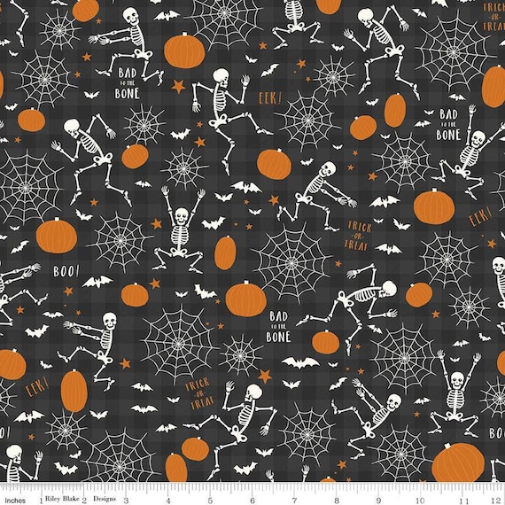 Skeleton Print Fabric, Glow in Dark Skeleton Fabric, Bad To The Bone ...