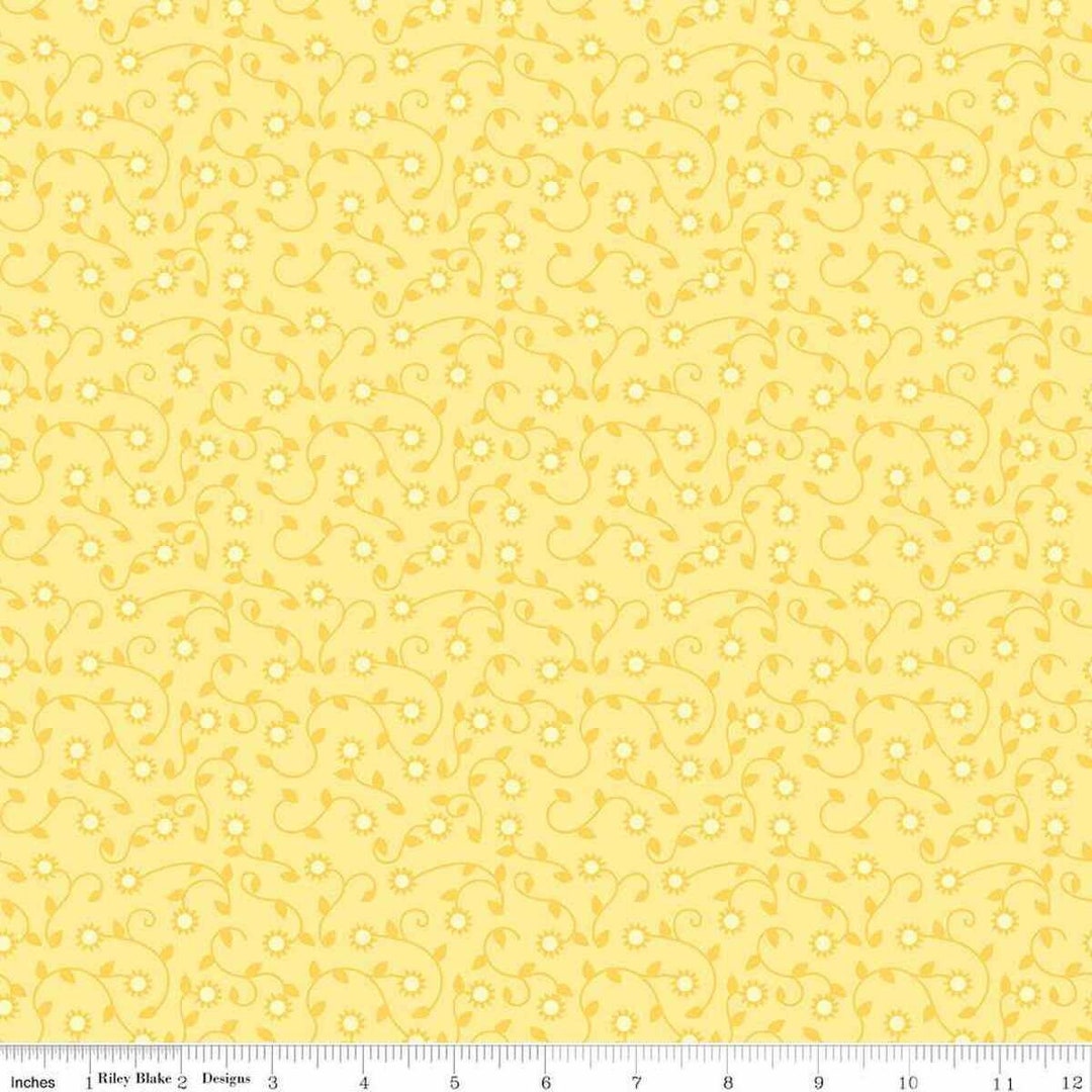 Yellow Floral Fabric, Sunny Skies Fabric, Riley Blake Designs - Etsy