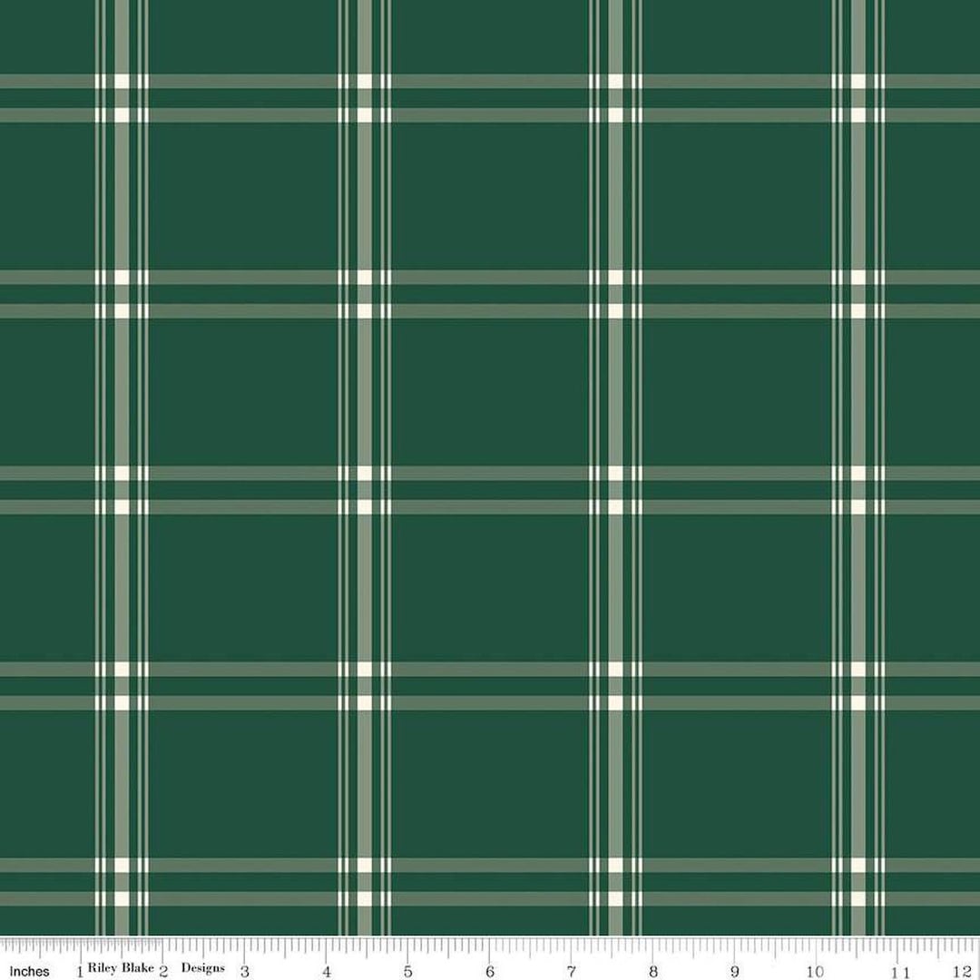 Forest Green Plaid Fabric, Old Fashioned Christmas Fabric, Riley Blake ...