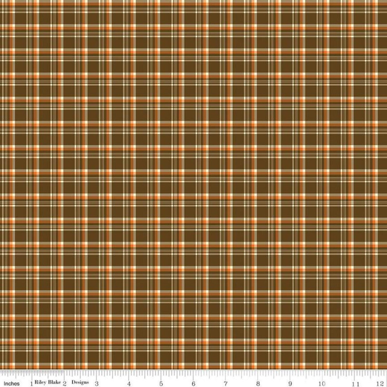 Autumn Plaid Fabric Brown Plaid Fabric Give Thanks Riley - Etsy