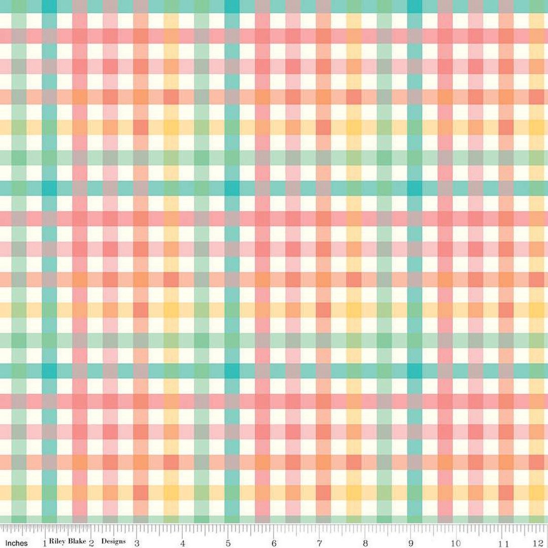 Gingham Fabric, Colorful Gingham Check Fabric, Gingham Cottage, Riley ...