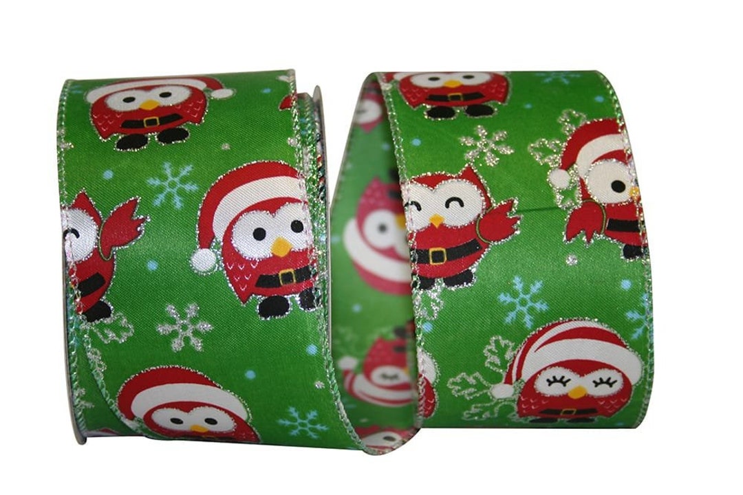 Santa Owls Wired Ribbon, Christmas Owls Ribbon, 10 Yards Ribbon - Etsy