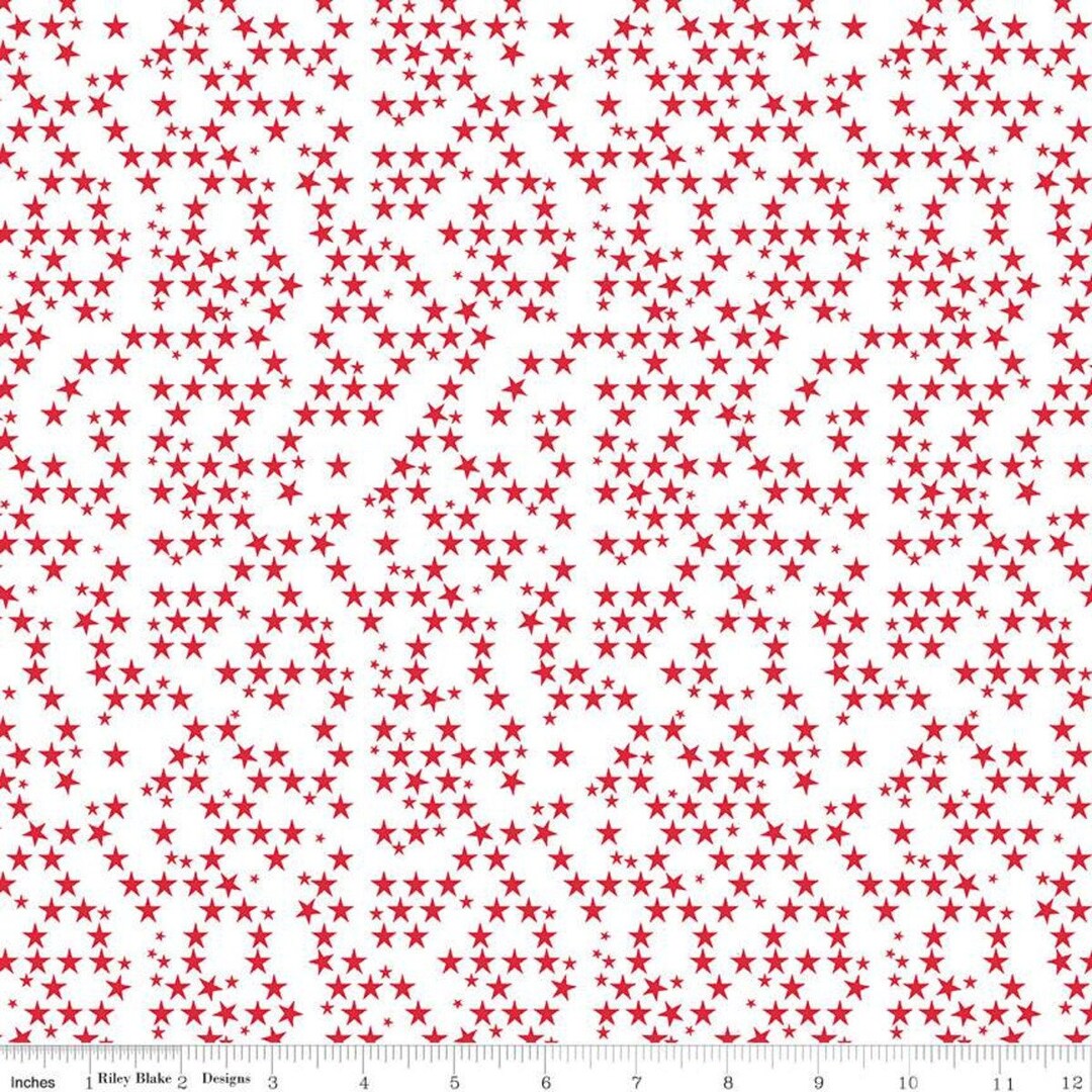 Red Star Print Fabric, Fireworks and Freedom Fabric, Riley Blake ...