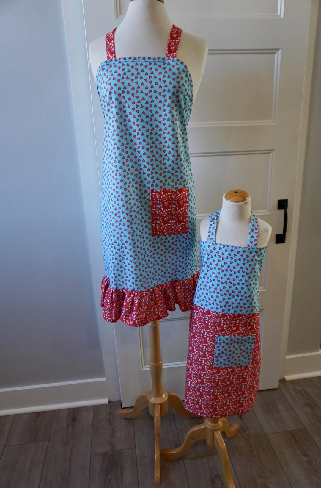 Mother and Daughter Aprons, Matching Mommy and Me Aprons, Watermelon ...