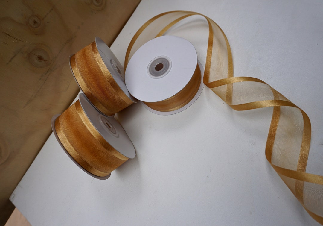 Gold Organza Ribbon, Satin Edged Organza Ribbon, 25 Yard Roll - Etsy