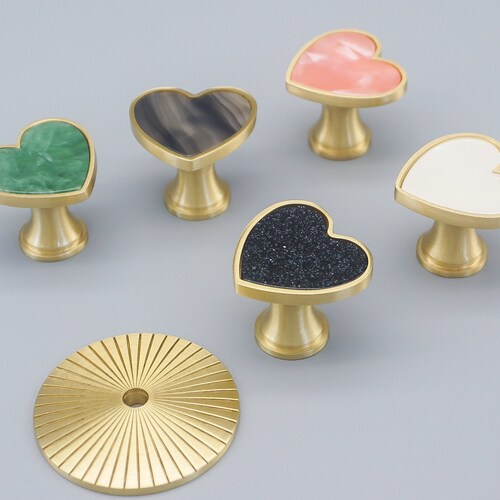 Colorful Heart Knobs for Dresser Brass Drawer Knobs Pulls - Etsy