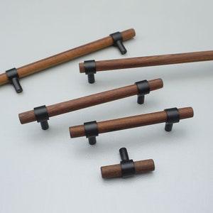 Adjustable Walnut Wood Kitchen Cabinet Door Handles Drawer Pull Knob ...