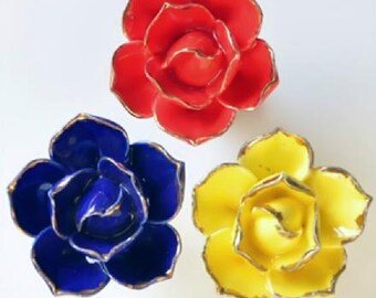 Rose Flower Ceramic Drawer Knobs Pulls Handles / Knobs/ | Etsy